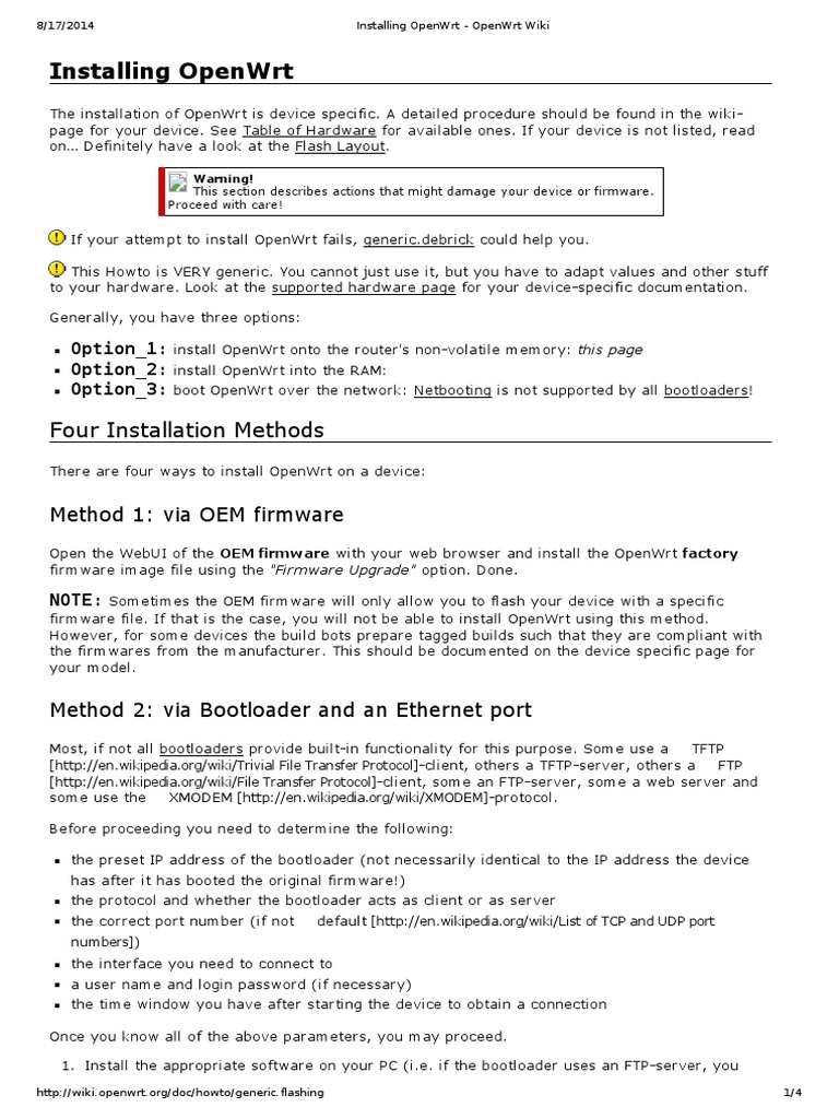 Installing OpenWrt | PDF | Booting | File Transfer Protocol