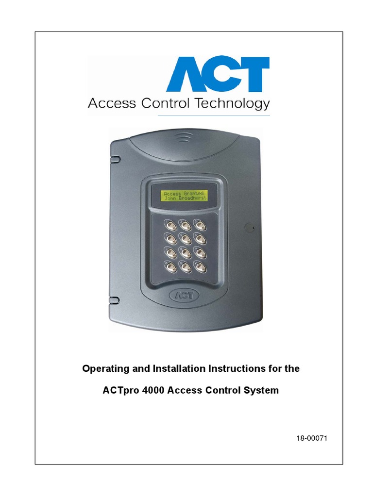 Pro - ACTpro 4000 Manual 1.0 | PDF | Menu (Computing) | Personal ...