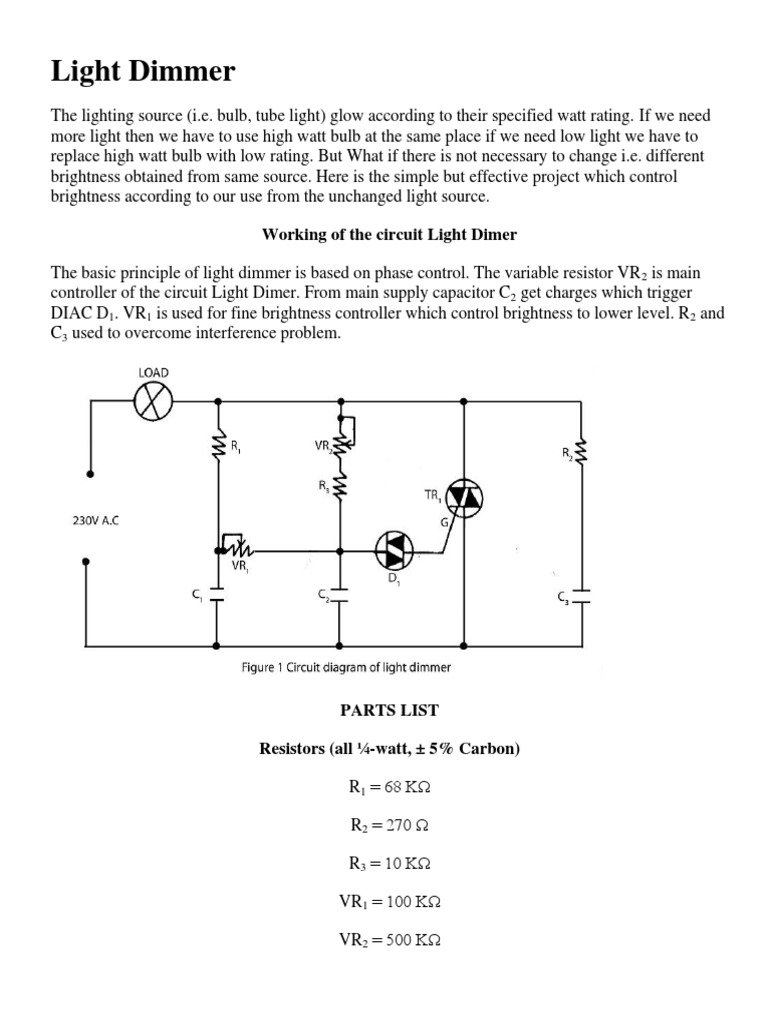 Light Dimmer | PDF | Resistor | Capacitor