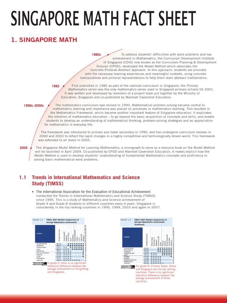 Singapore Math Fact Sheet | PDF | Quality Of Life | Cognition