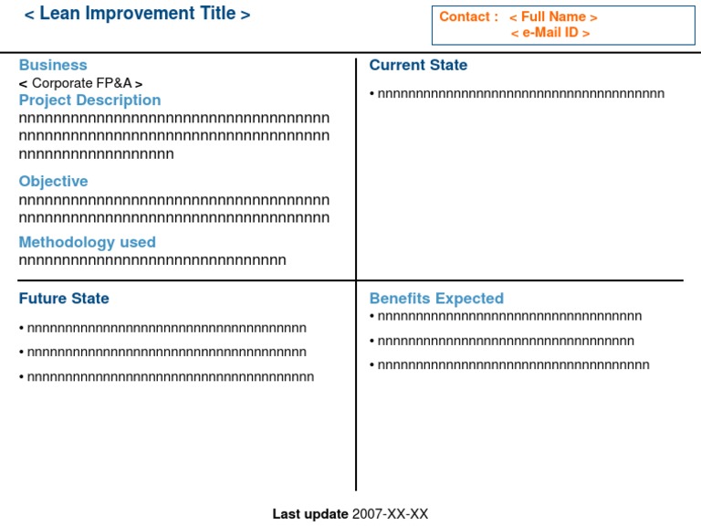 Lean Improvement Template | PDF