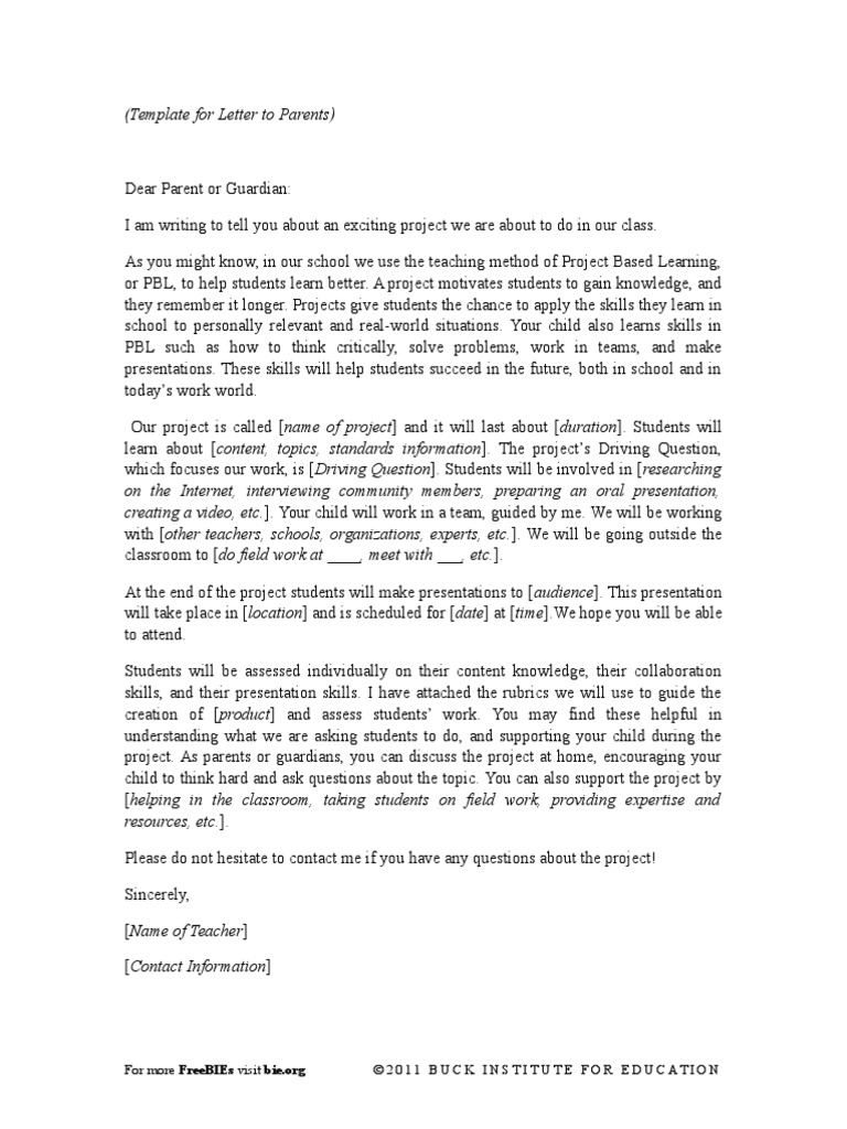 Project Based Learning Parent Guide | PDF | Career & Growth