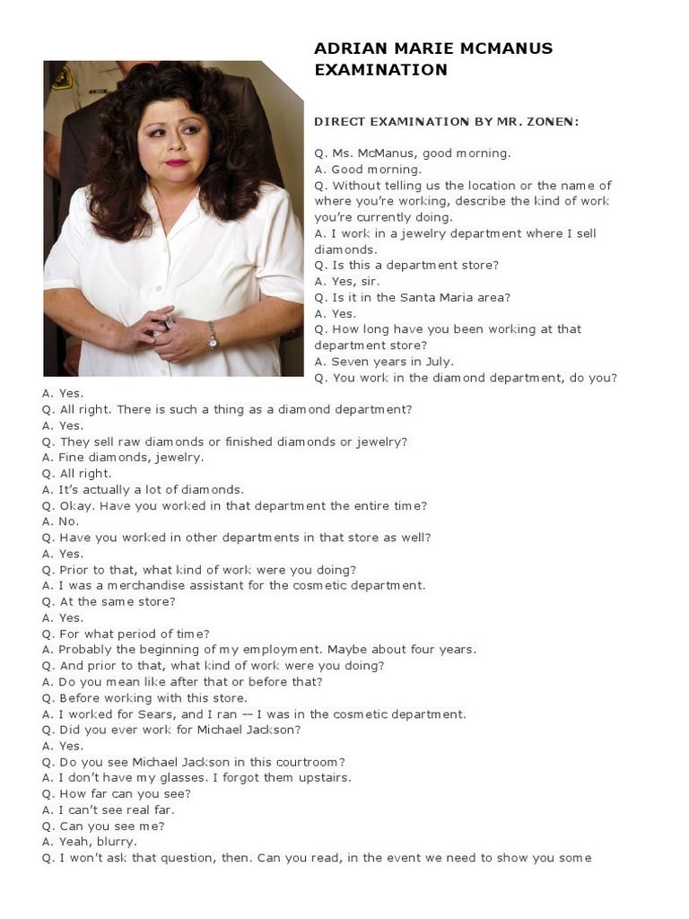 Adrian Marie Mcmanus Examination 7-8.04.05 | PDF | Lawsuit | Abusive ...