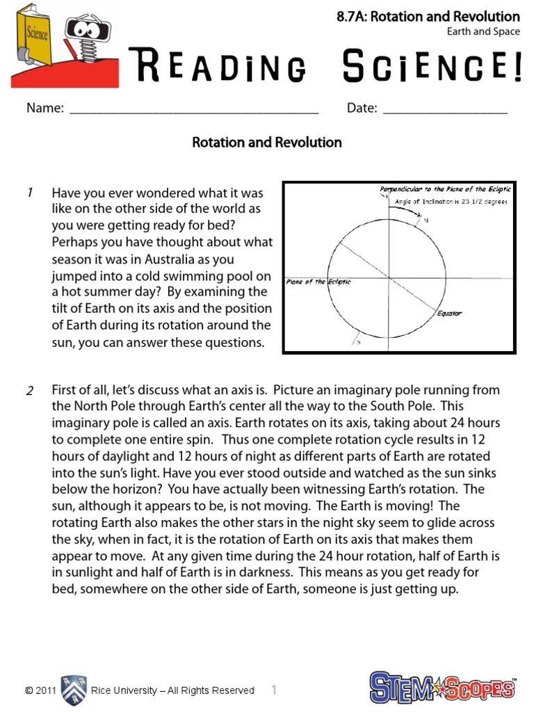 Reading Sciencerotationrevolution | PDF | Rotation | Orbital Inclination