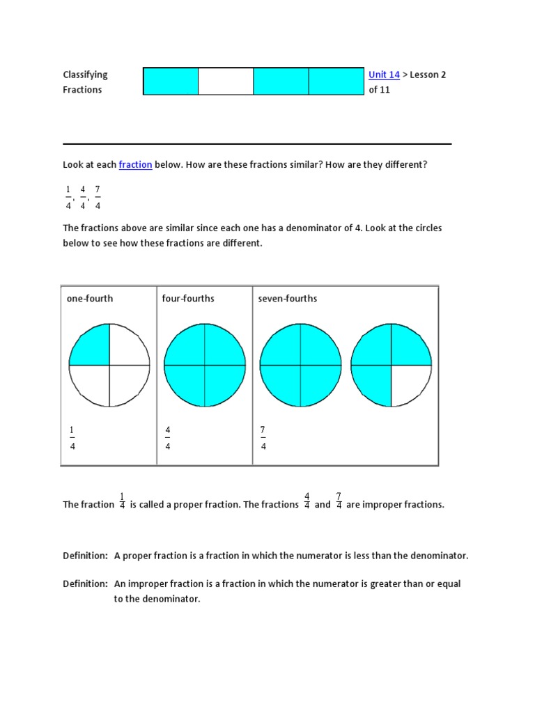 Classifying Fractions | Fraction (Mathematics) | Notation