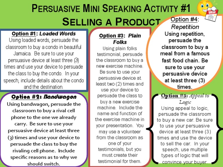 Persuasive Mini Speaking Activity 1 | PDF