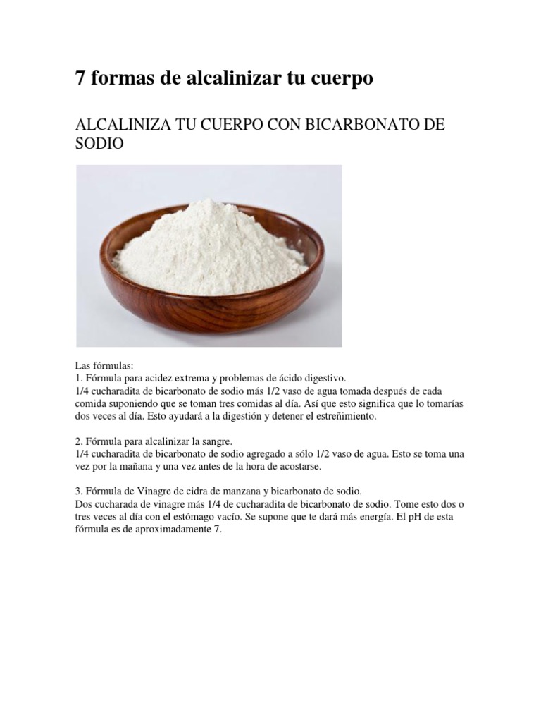 7 Formas de Alcalinizar Tu Cuerpo | PDF | Bicarbonato de sodio | Alimentos