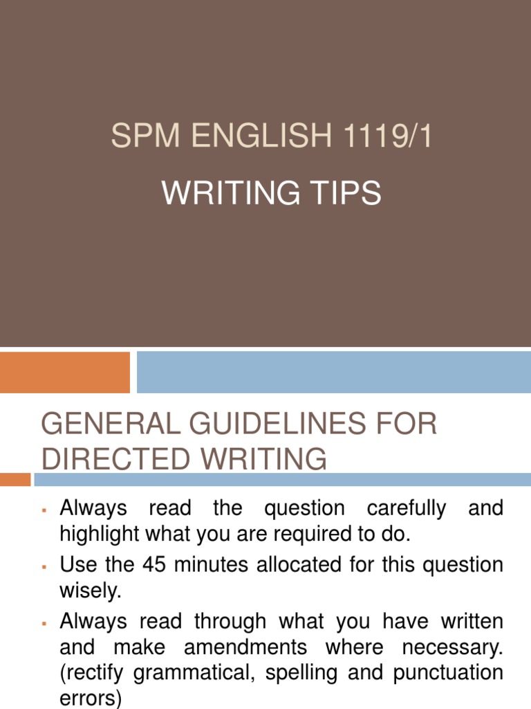 SPM English 1119/1 Writing Tips | Download Free PDF | English Language ...