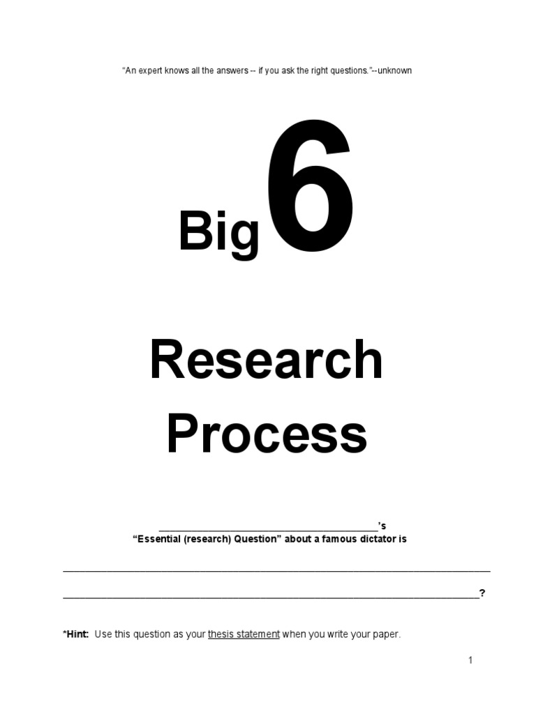 Big6 Research Process Overview | PDF | Libraries | Databases