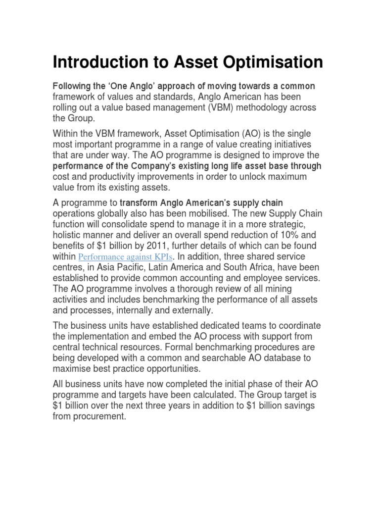 Introduction To Asset Optimisation | PDF | Business | Science