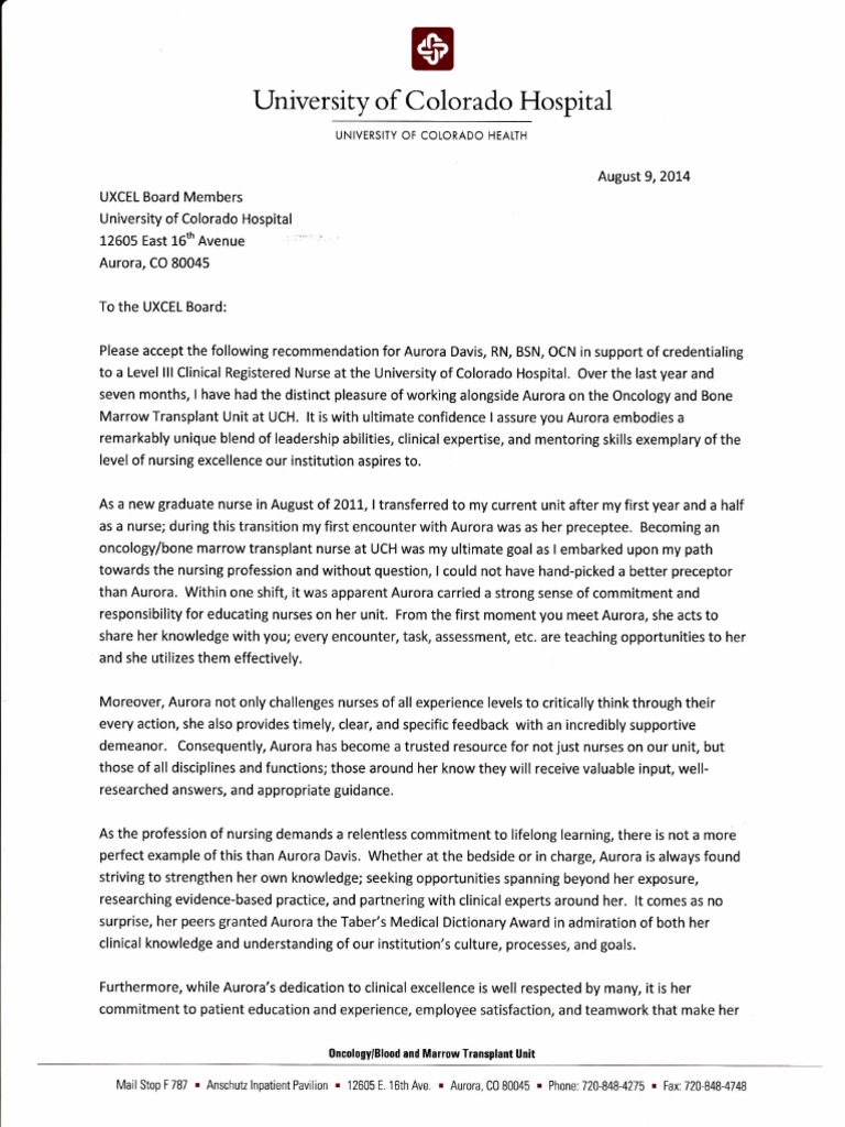 Aurora Davis RN Credentialing Recommendation | PDF | Nursing ...