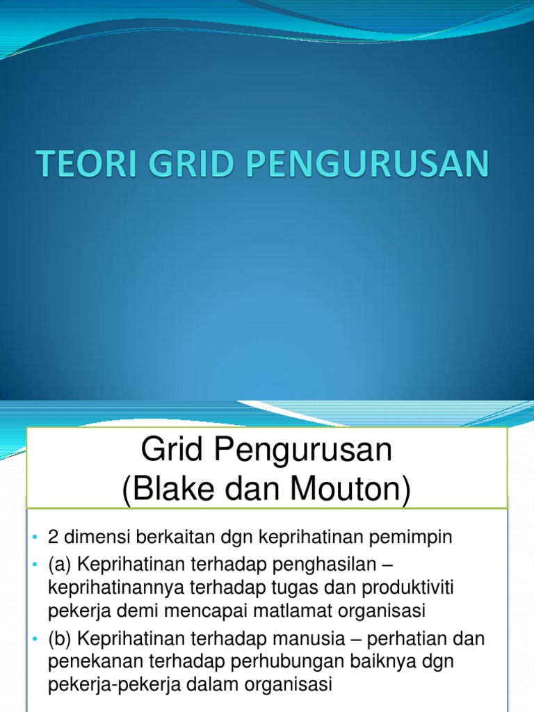 Teori Grid Pengurusan | PDF | Karier & Perkembangan | Bisnis