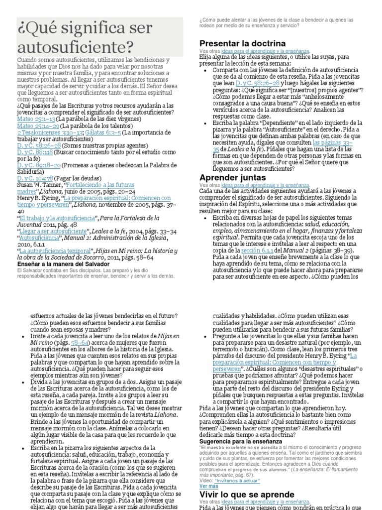 Qué Significa Ser Autosuficiente | Descargar gratis PDF | Parábolas de ...