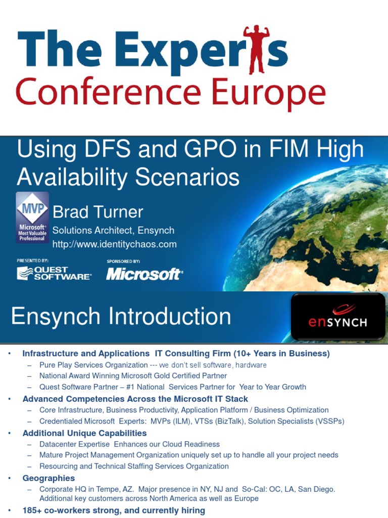 High Availability in FIM with DFS | PDF | Group Policy | Replication ...
