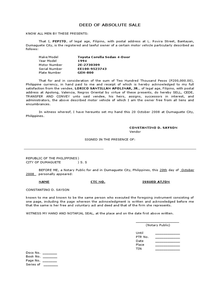 Deed of Sale Grader | PDF