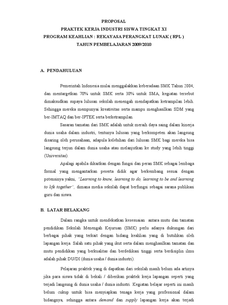 Contoh Proposal Magang Smk - Materi Soal