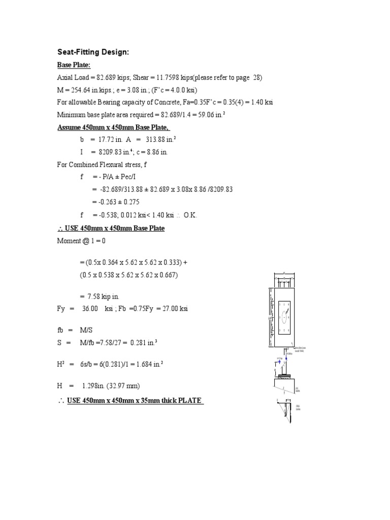 450mm Base Plate Design Calculations | PDF | Physics | Chemical Engineering