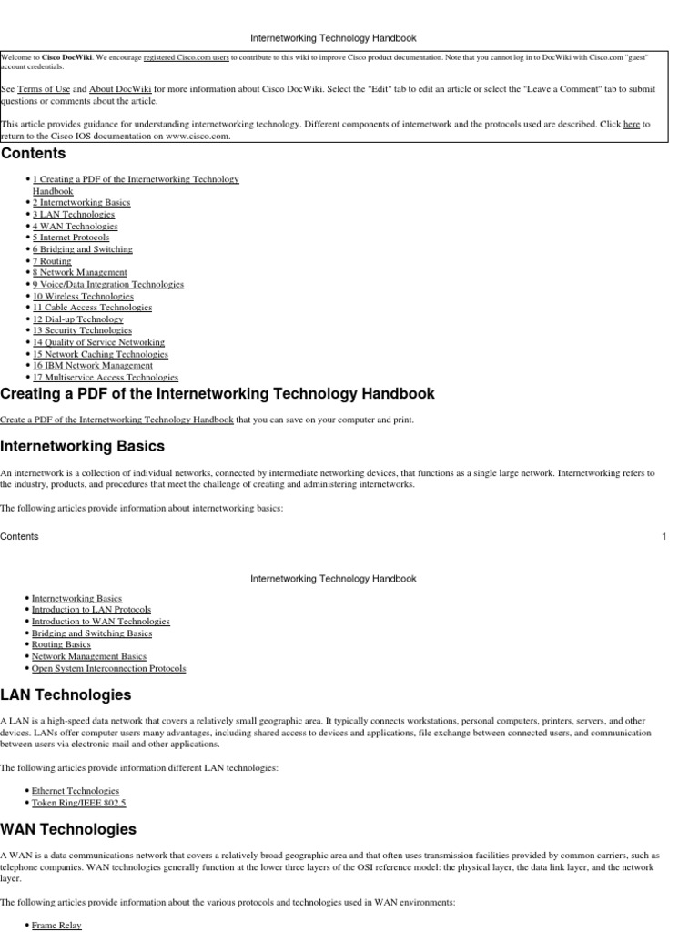 Internetworking Technology Handbook | PDF | Communications Protocols ...