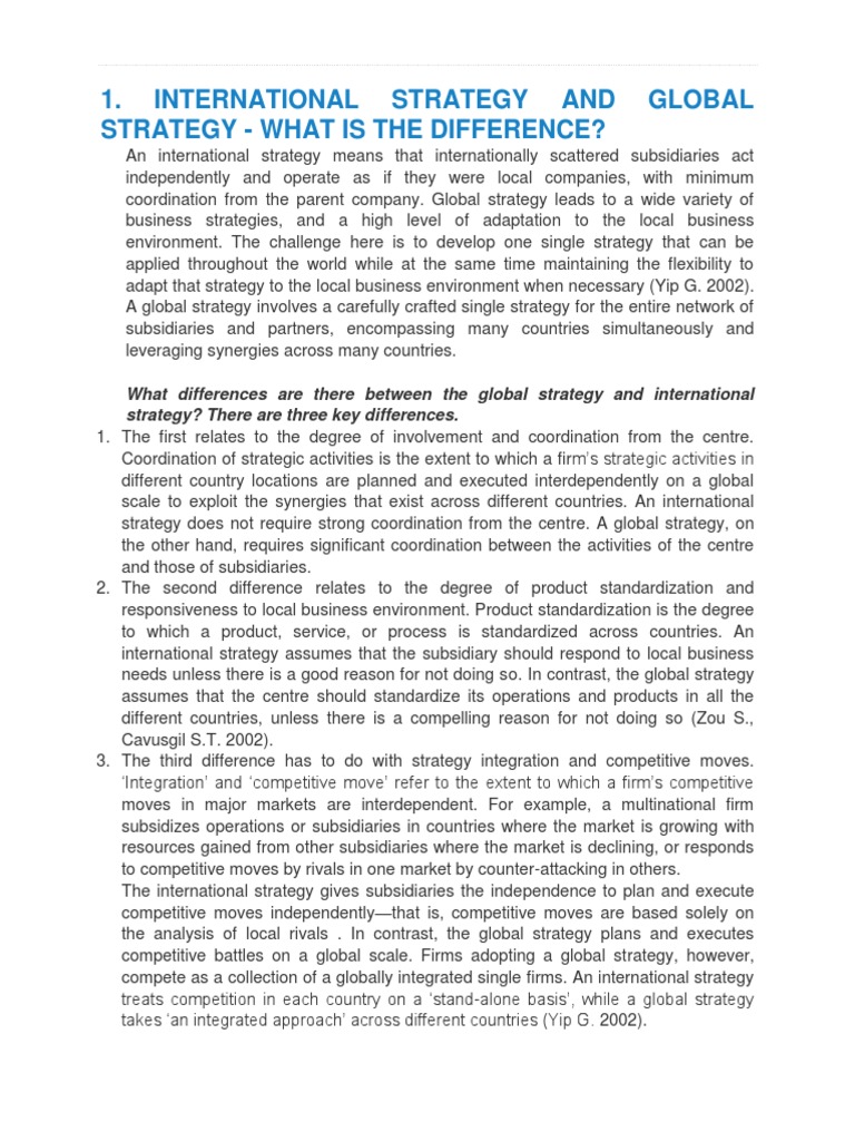 What Are The Benefits of A Global Strategy | PDF | Motor Coordination ...