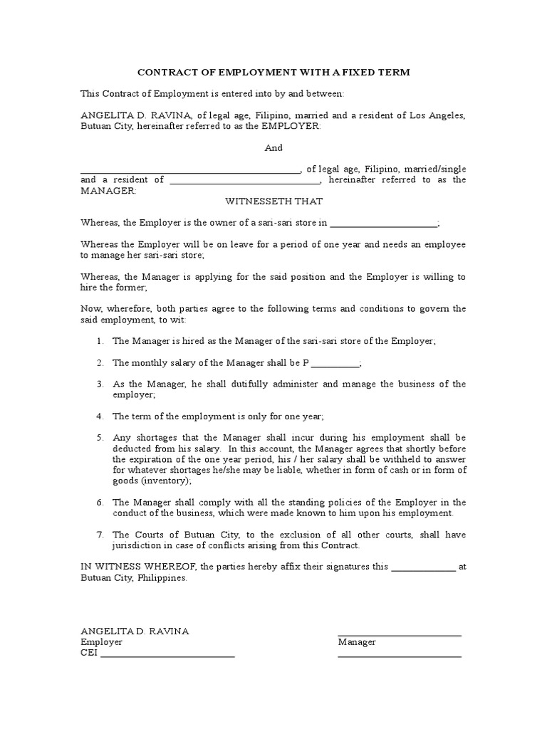 Employment Contract | PDF | Labor | Political Economy