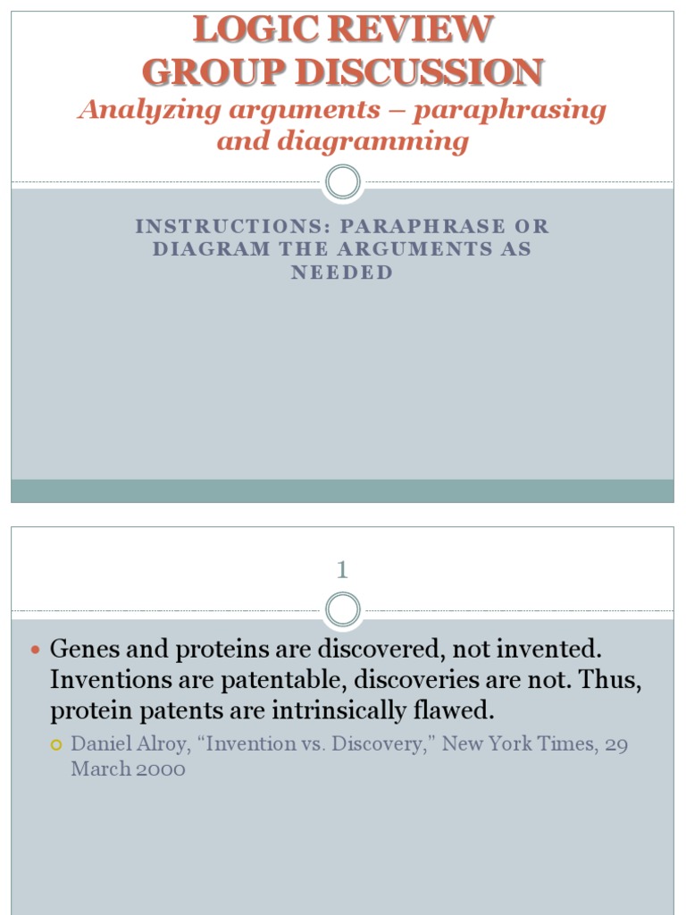 Logic - Group Discussion - Paraphrasing and Diagramming | PDF ...