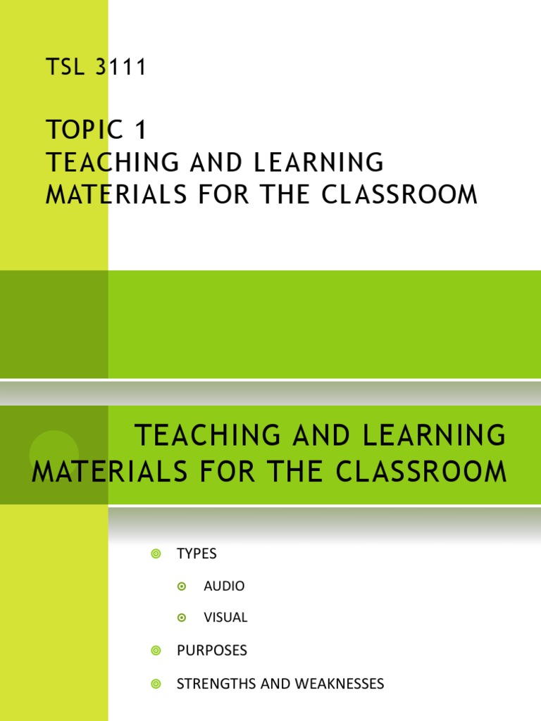 Topic 1-Teaching and Learning Materials For The Classroom | PDF ...