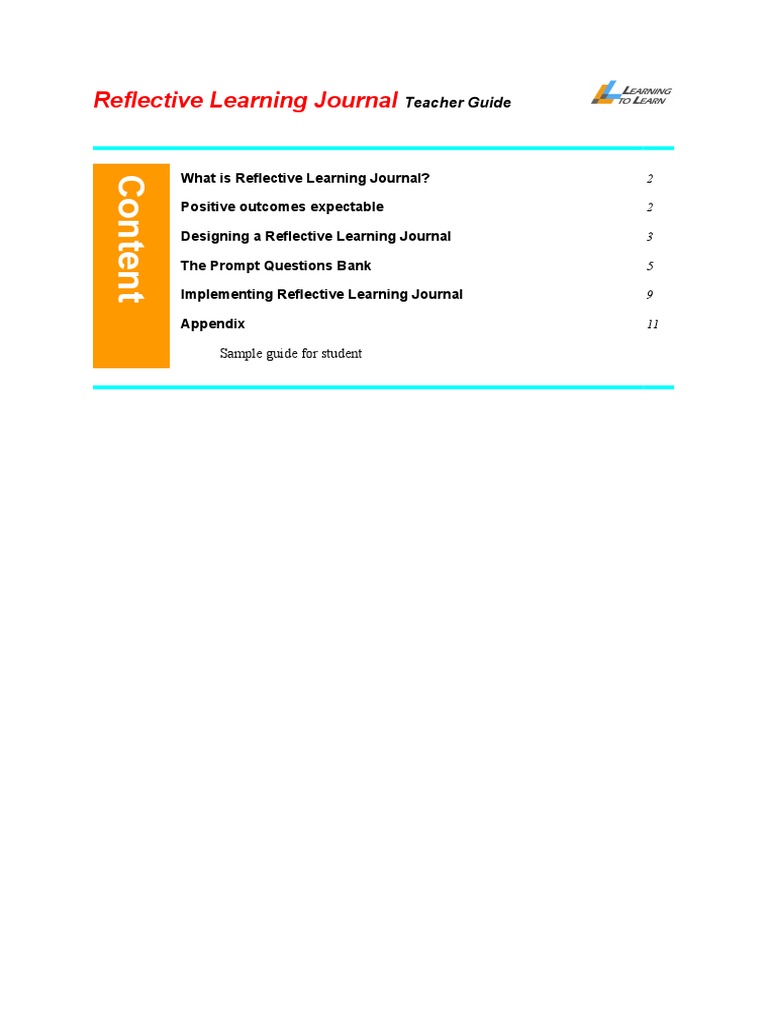 Reflective Learning Journal (Teacher Guide) | PDF | Metacognition | Thought