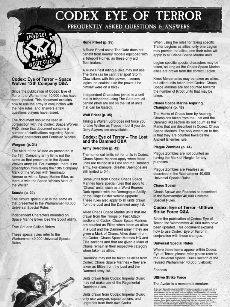 Eye of Terror FAQ V4 0 1 | PDF | Space Opera Games | Leisure