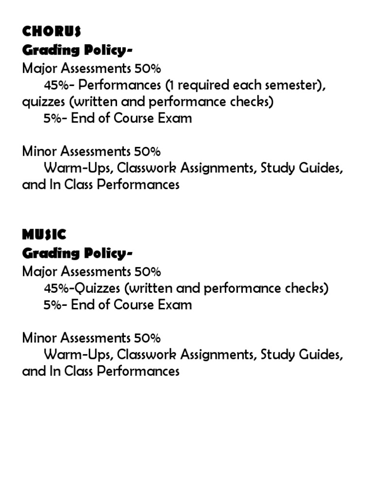 Chorus & Music Grading Policies | PDF