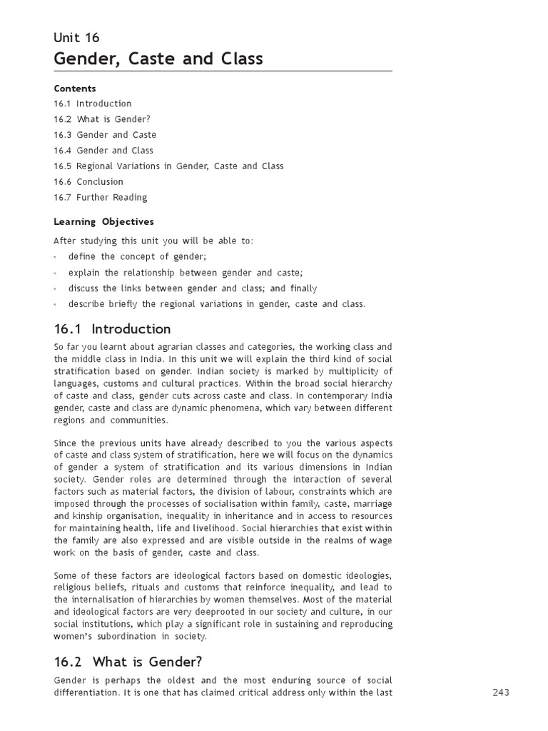 Caste, Class and Gender | PDF | Gender | Gender Studies