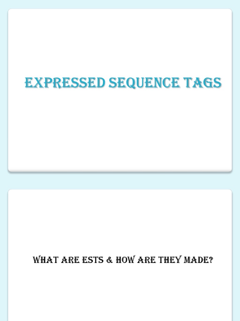 Expressed Sequence Tags | PDF | Complementary Dna | Gene