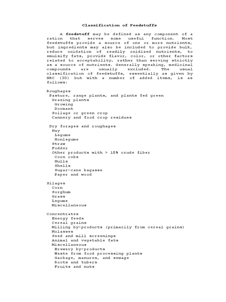 Classification of Feedstuffs | PDF | Hay | Legume