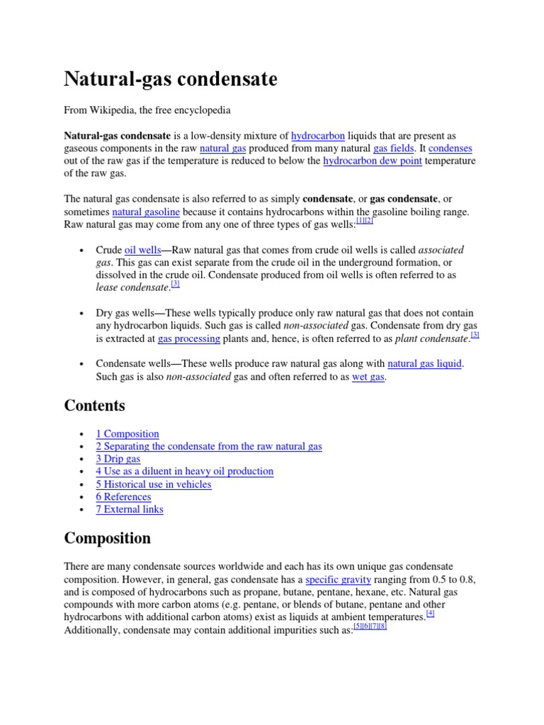 Natural-Gas Condensate Is A Low-Density Mixture of | PDF | Industrial ...