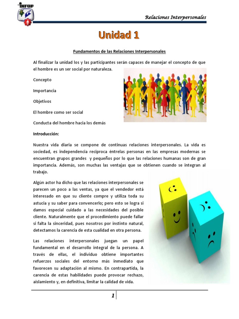 Unidad 1-Fundamentos de Las Relaciones Interpersonales | Sociedad ...
