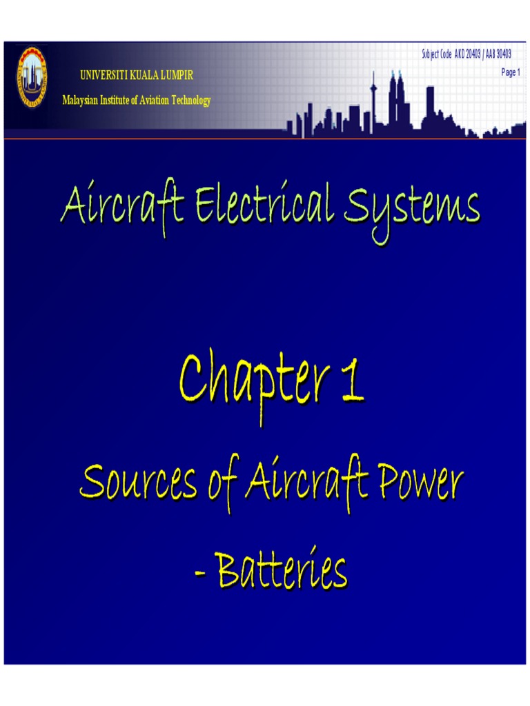 Aircraft Electrical System Chapter 1 - Batteries | PDF | Battery ...