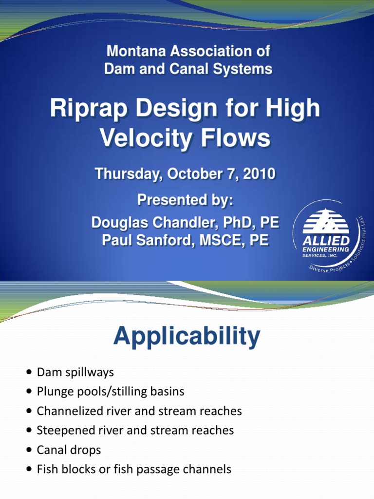 Riprap Design For High Velocity Flows | PDF | Erosion | Filtration