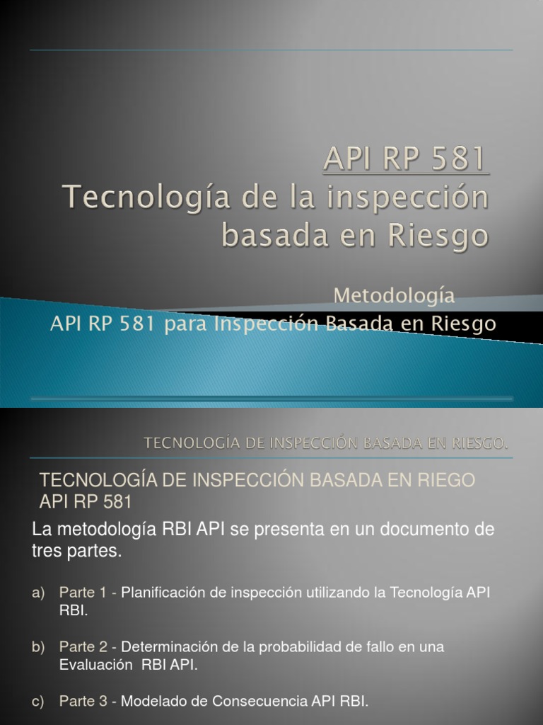 Presentación API 581 | PDF | Probabilidad | Ingeniería de confiabilidad