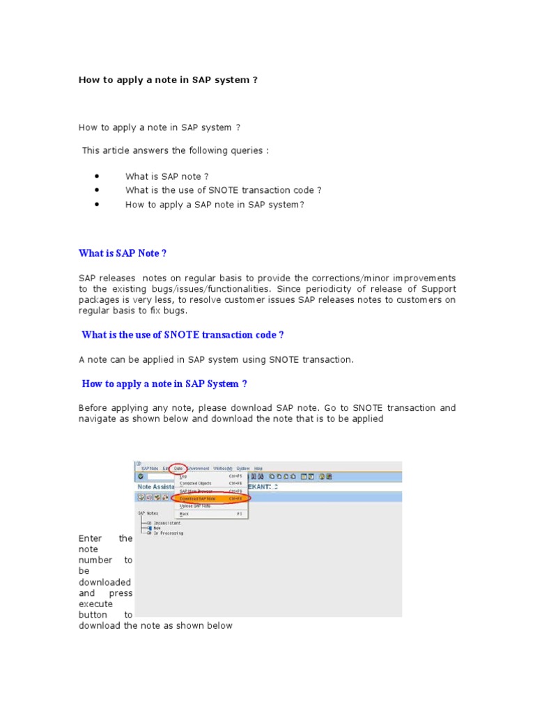 Implementing SAP Notes Step-by-Step | PDF