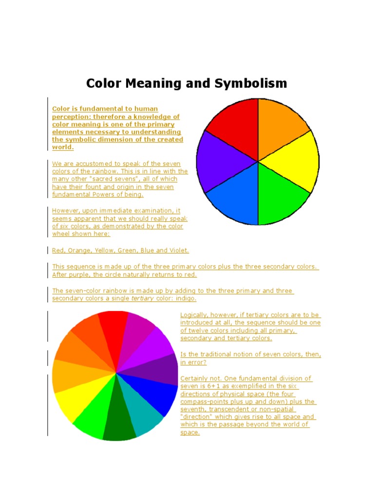 Color Meaning and Symbolism | PDF | Yellow | Color