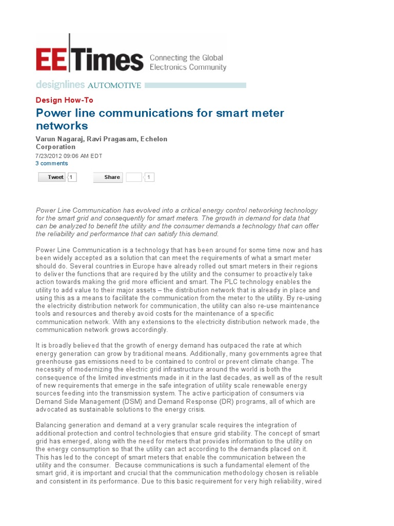 Power Line Communications For Smart Meter Networks: Design How-To ...