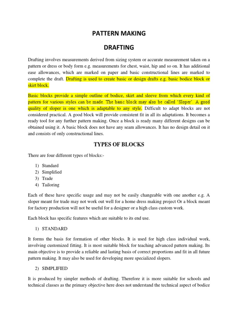 Pattern Making | PDF | Seam (Sewing) | Clothing Industry