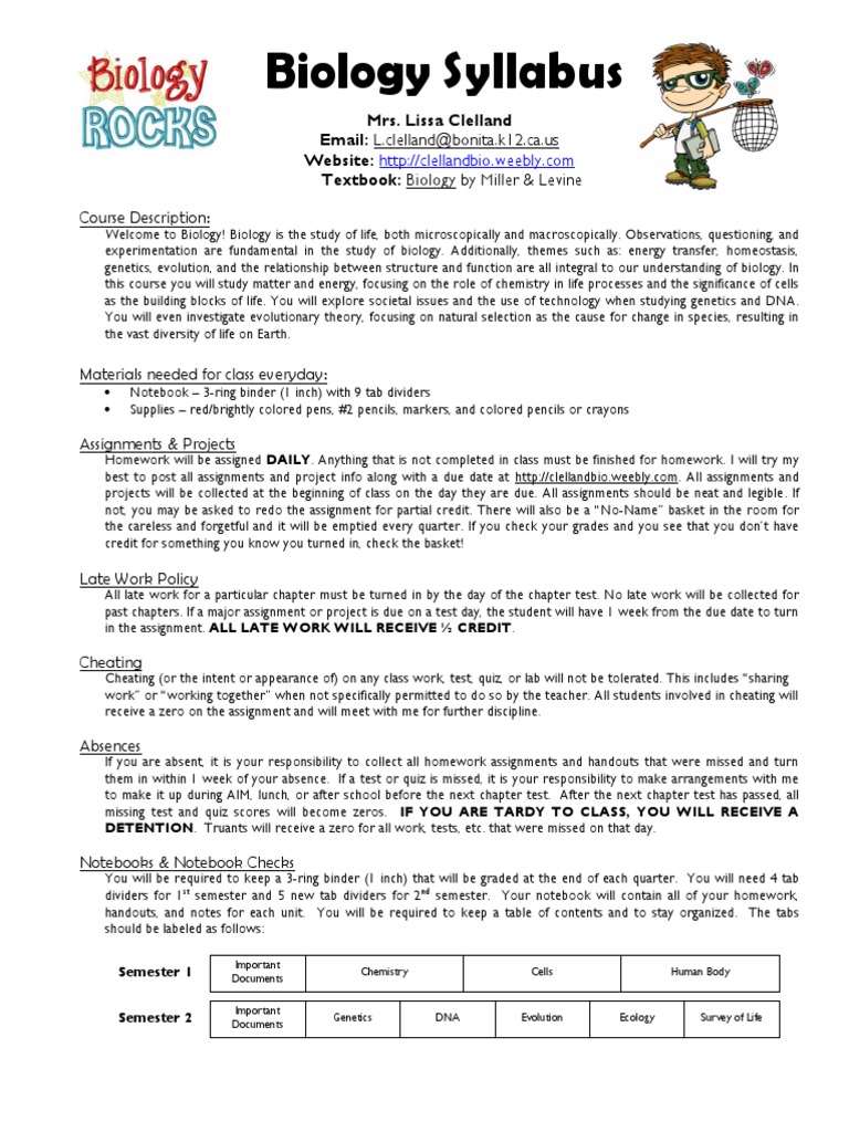 biology syllabus - web copy | Earth & Life Sciences | Biology