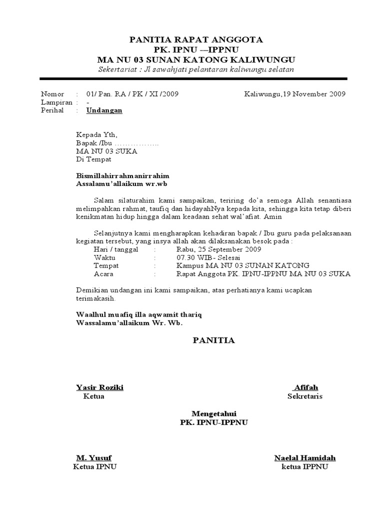 Undangan Rapat Anggota | PDF