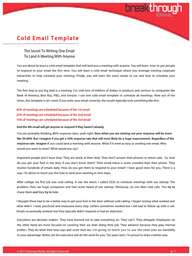 Cold+email+template+2 0+revised | PDF | Email | Text Messaging