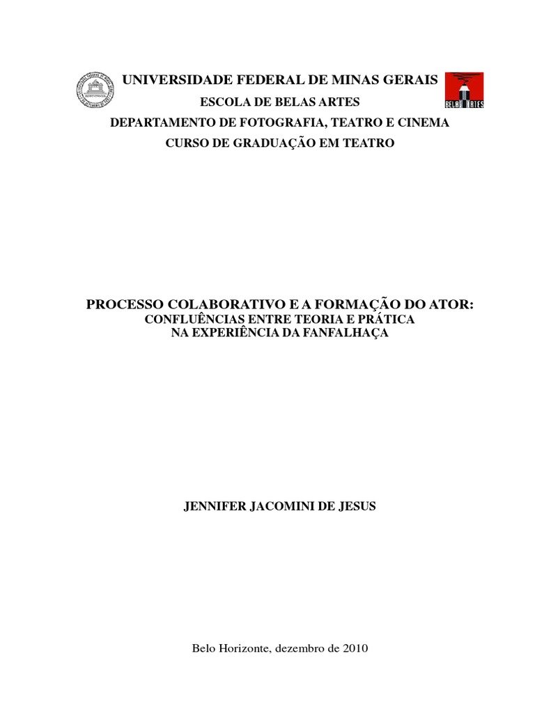 JACOMINI, Jennifer. Processo Colaborativo e A Formação Do Ator ...