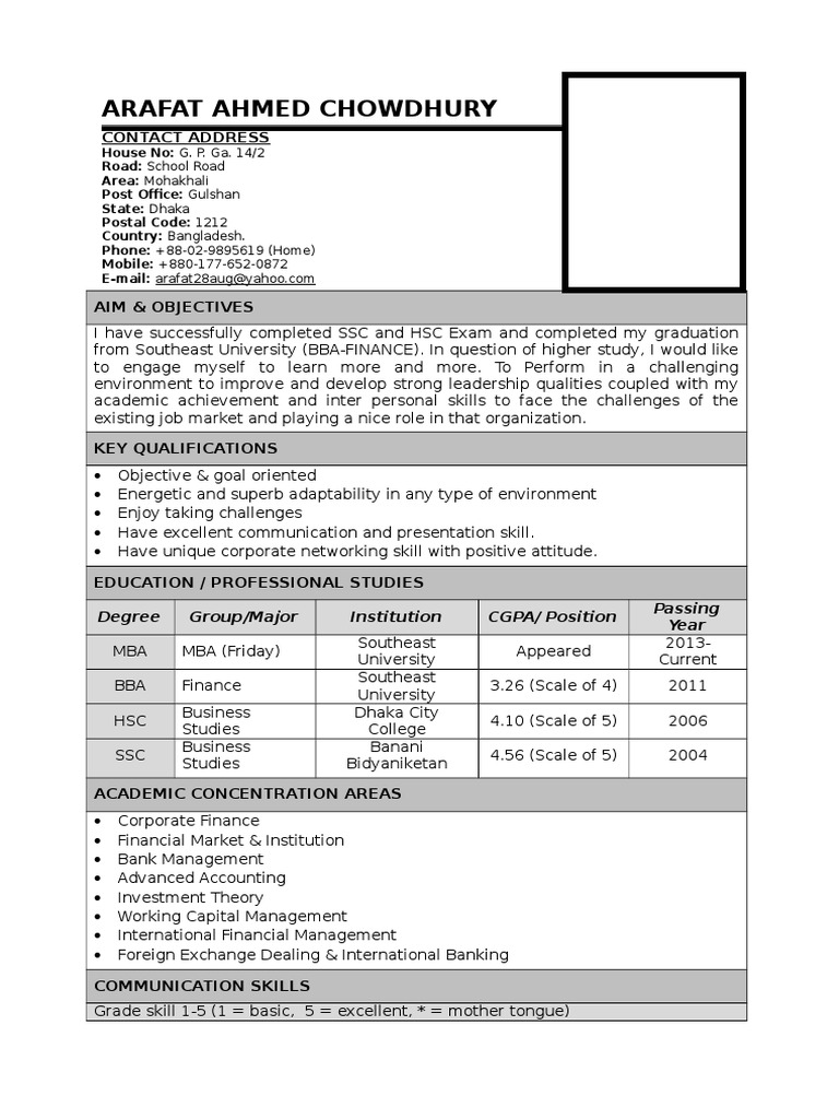 Arafat Ahmed Chowdhury CV | PDF