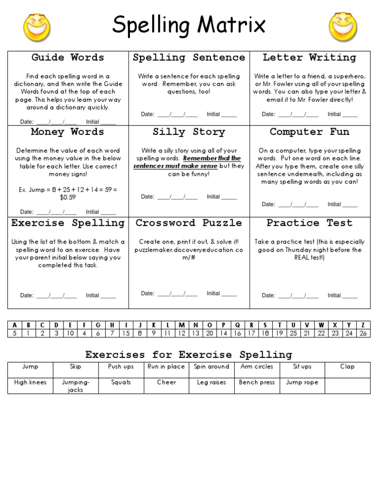 Spelling Matrix Online | PDF