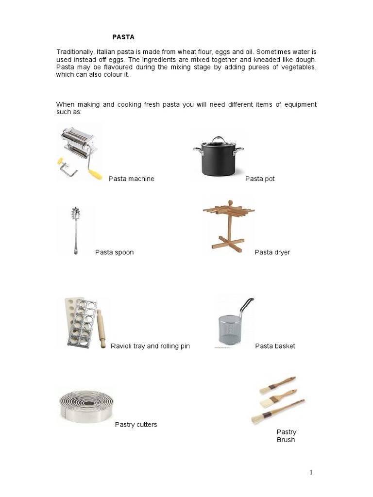 PASTA Worksheet Completed Q | PDF | Pasta | Dough