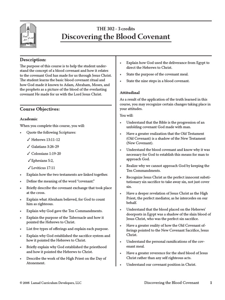 THE302 Discovering The Blood Covenant | PDF | Covenant (Biblical) | New ...