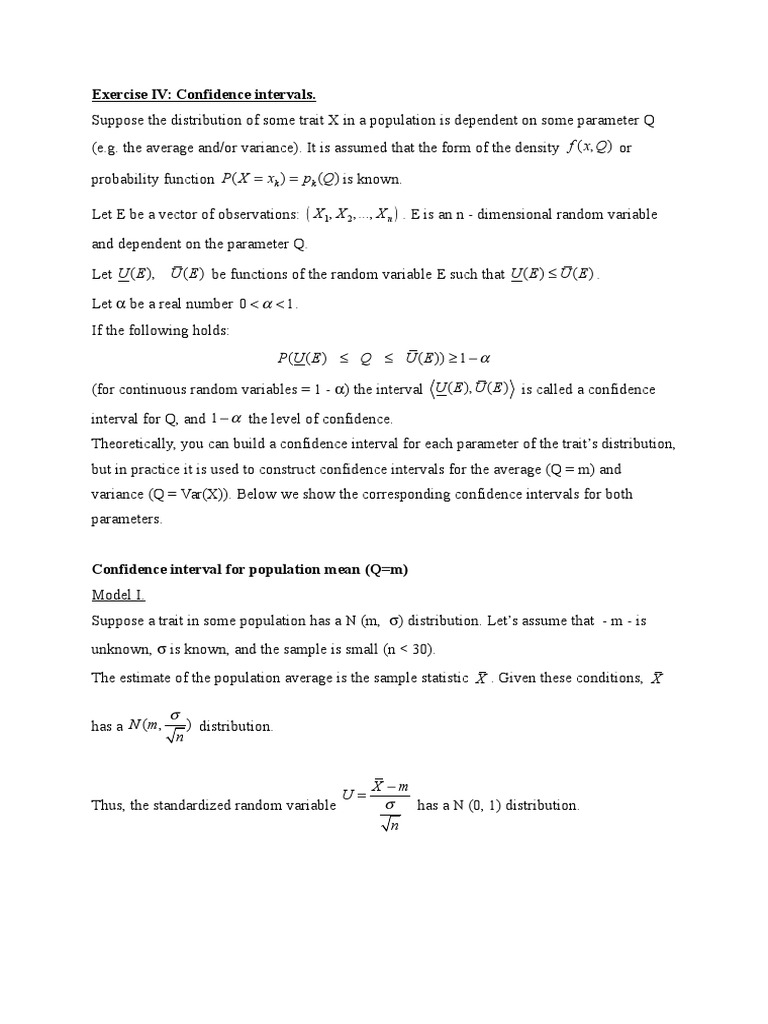 Confidence Intervals: Models and Examples for Estimating Population ...